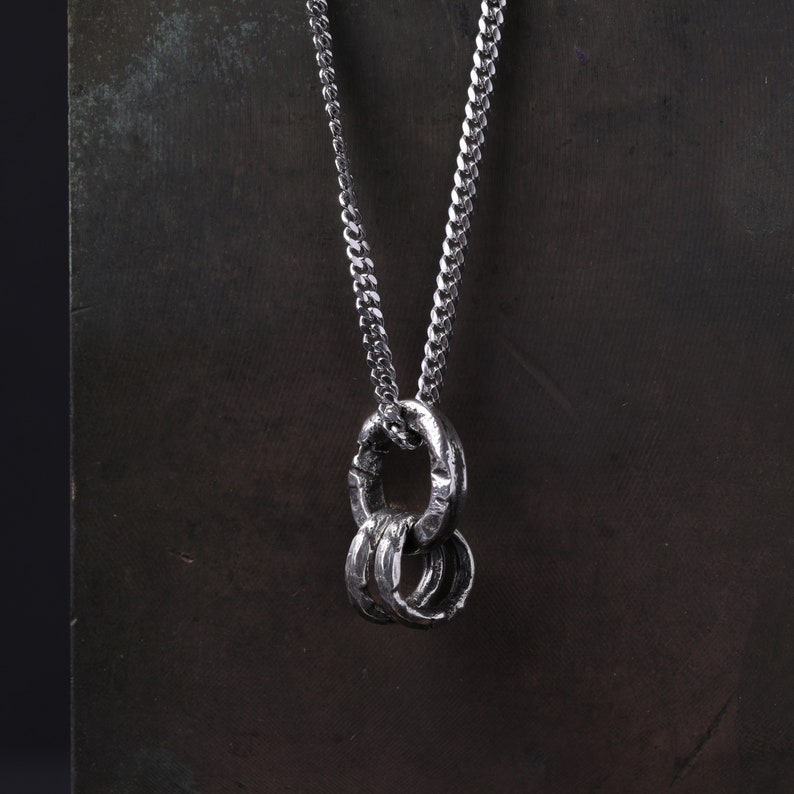 Mens Necklace Circles Pendant in Sterling Silver 925 | Etsy