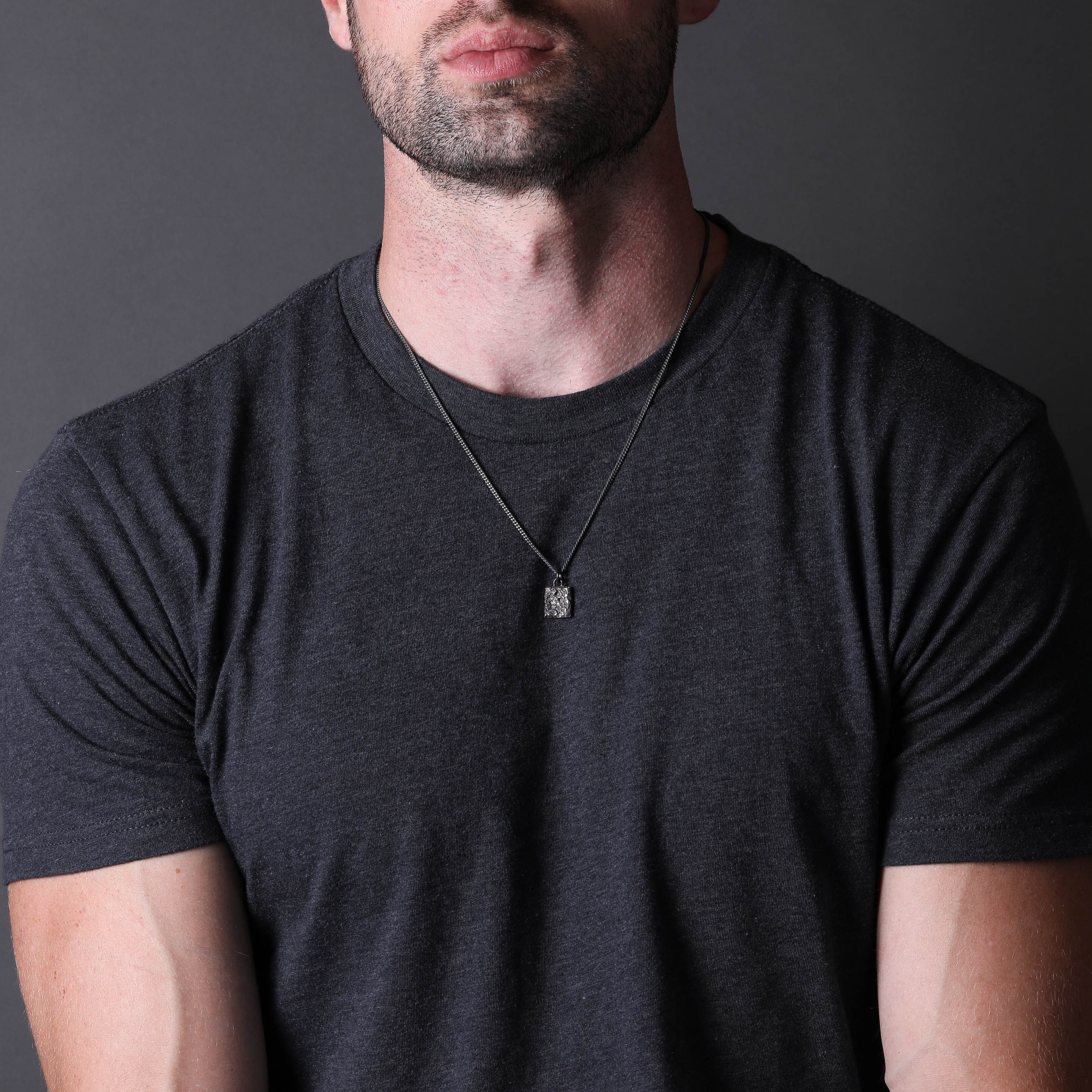 Mens Necklace Rustic Square in Solid Sterling Silver - Etsy