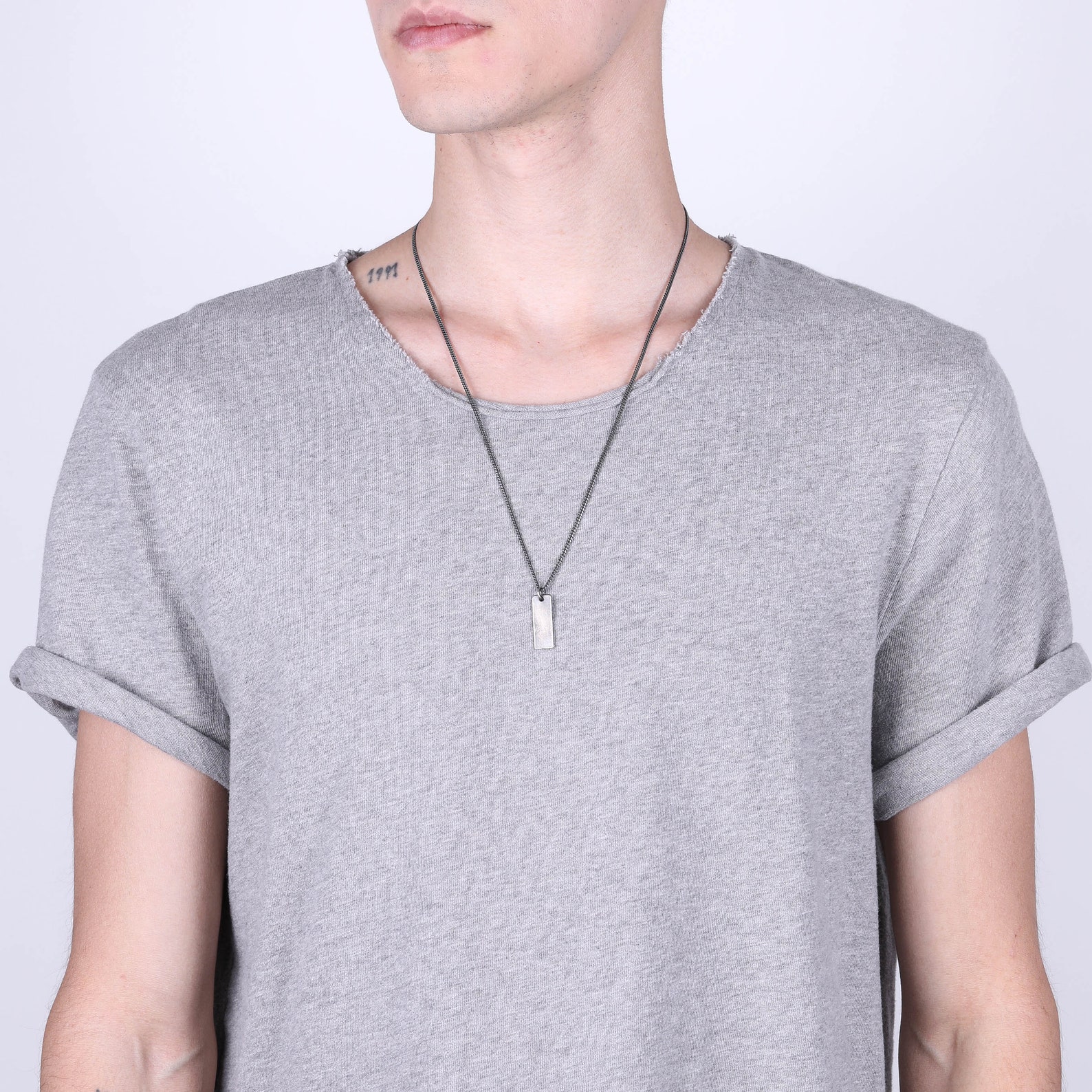 Man Necklace Dog Tag Pendant Handmade in Sterling Silver - Etsy