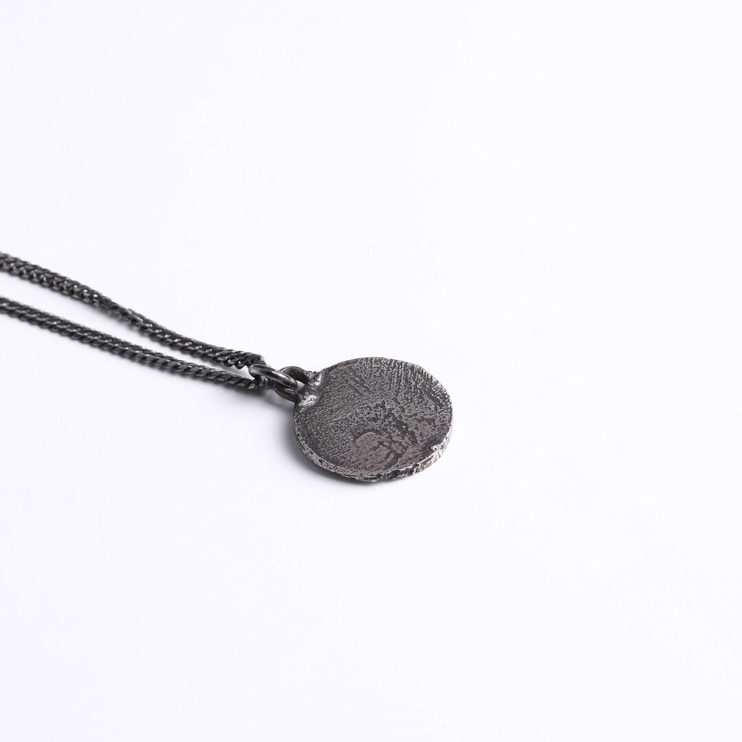 Mens Necklace Small Coin Amulet Pendant for Men in Sterling Silver - Etsy
