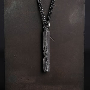 Men's Necklace Rustic Bar Handmade in Sterling Silver - Etsy