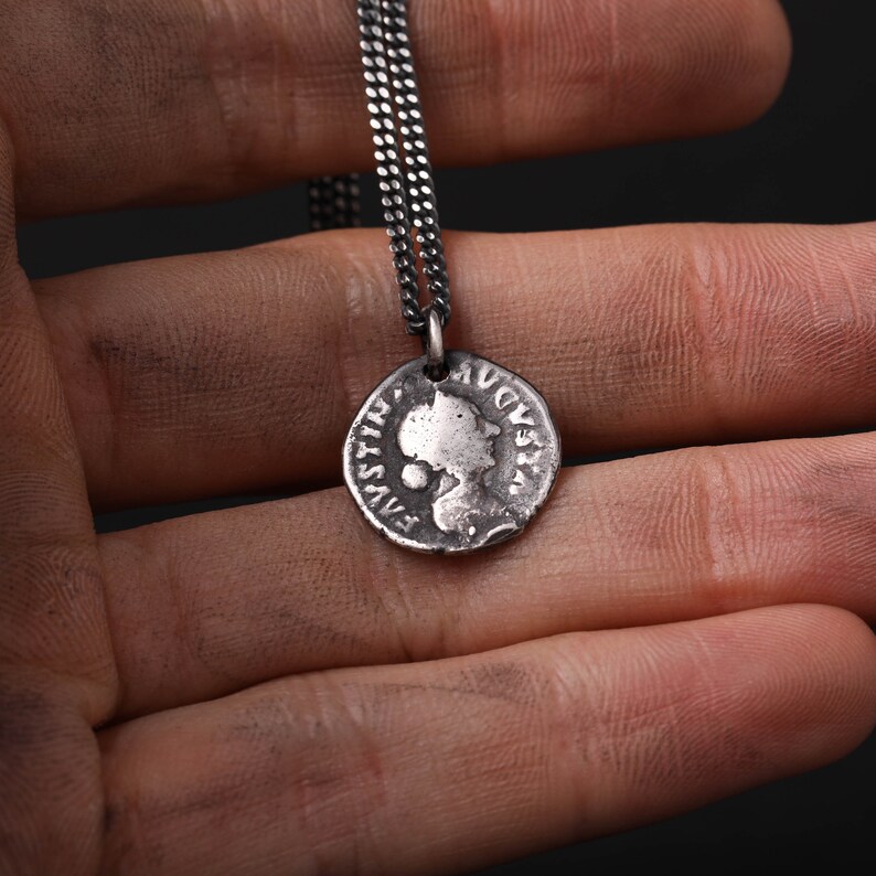 Mens Necklace Antique Roman Coin Pendant Denar FAVSTINA - Etsy