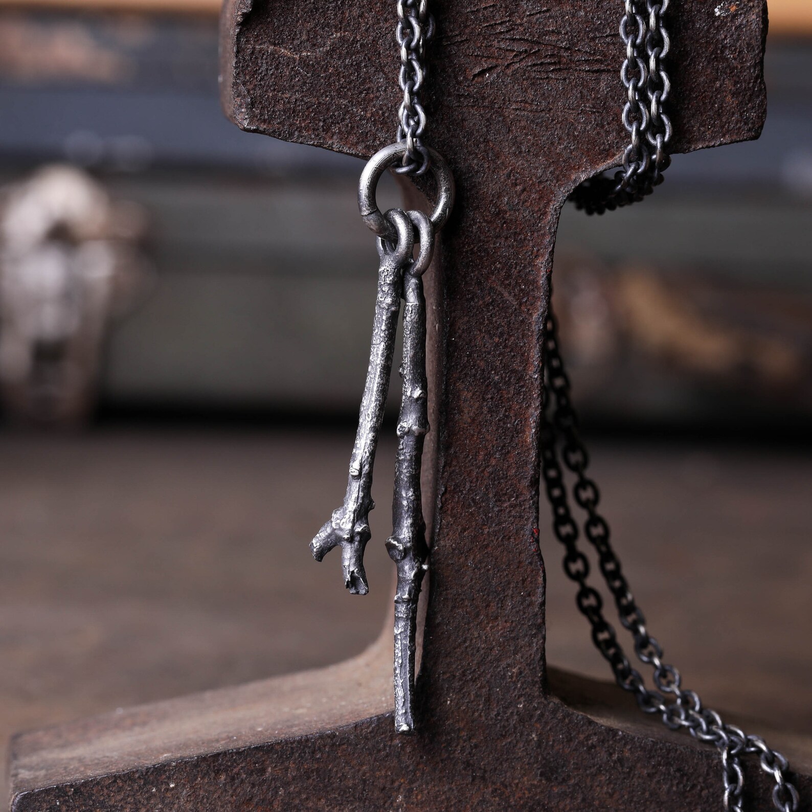 Men's Necklace Double Twig Wood Pendant Handmade in | Etsy