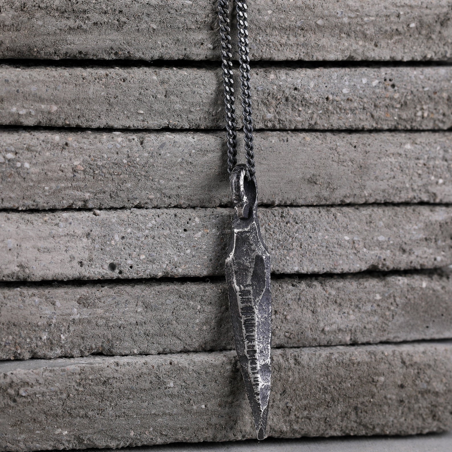 Mens Necklace Arrow Tip Pendant in Oxidized Sterling Silver | Etsy