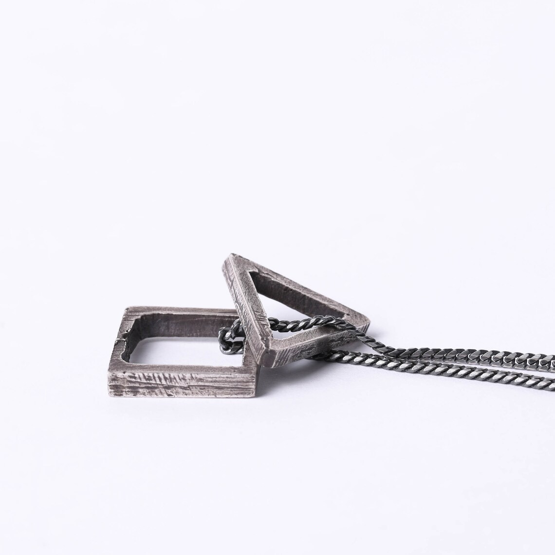 Mens Necklace Triangle Square Pendant in Sterling Silver 925 - Etsy