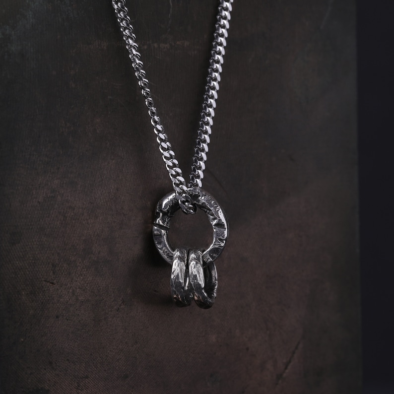 Mens Necklace Circles Pendant in Sterling Silver 925 | Etsy