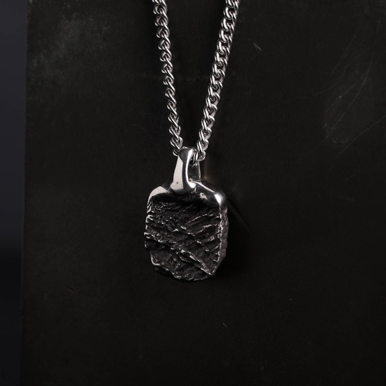 Men's Necklace Rustic Smooth Pendant Handmade in Sterling Silver - Etsy