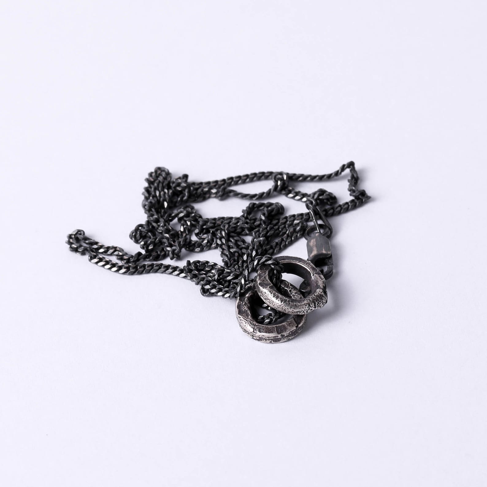 Man Necklace Double Ring Pendant Necklace for Men in Sterling - Etsy