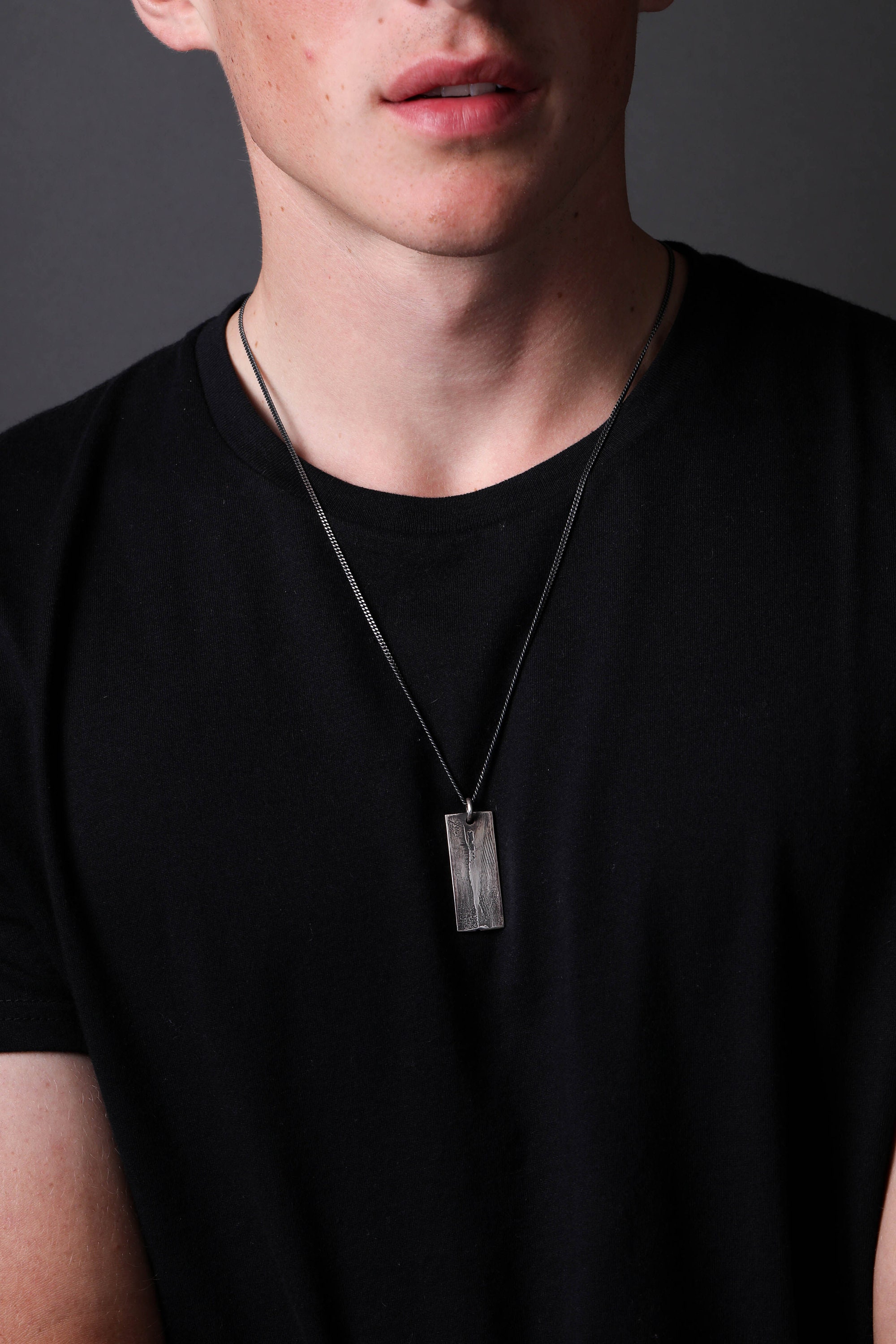 Mens Necklace Rustic Tag Pendant for Men in Sterling Silver - Etsy