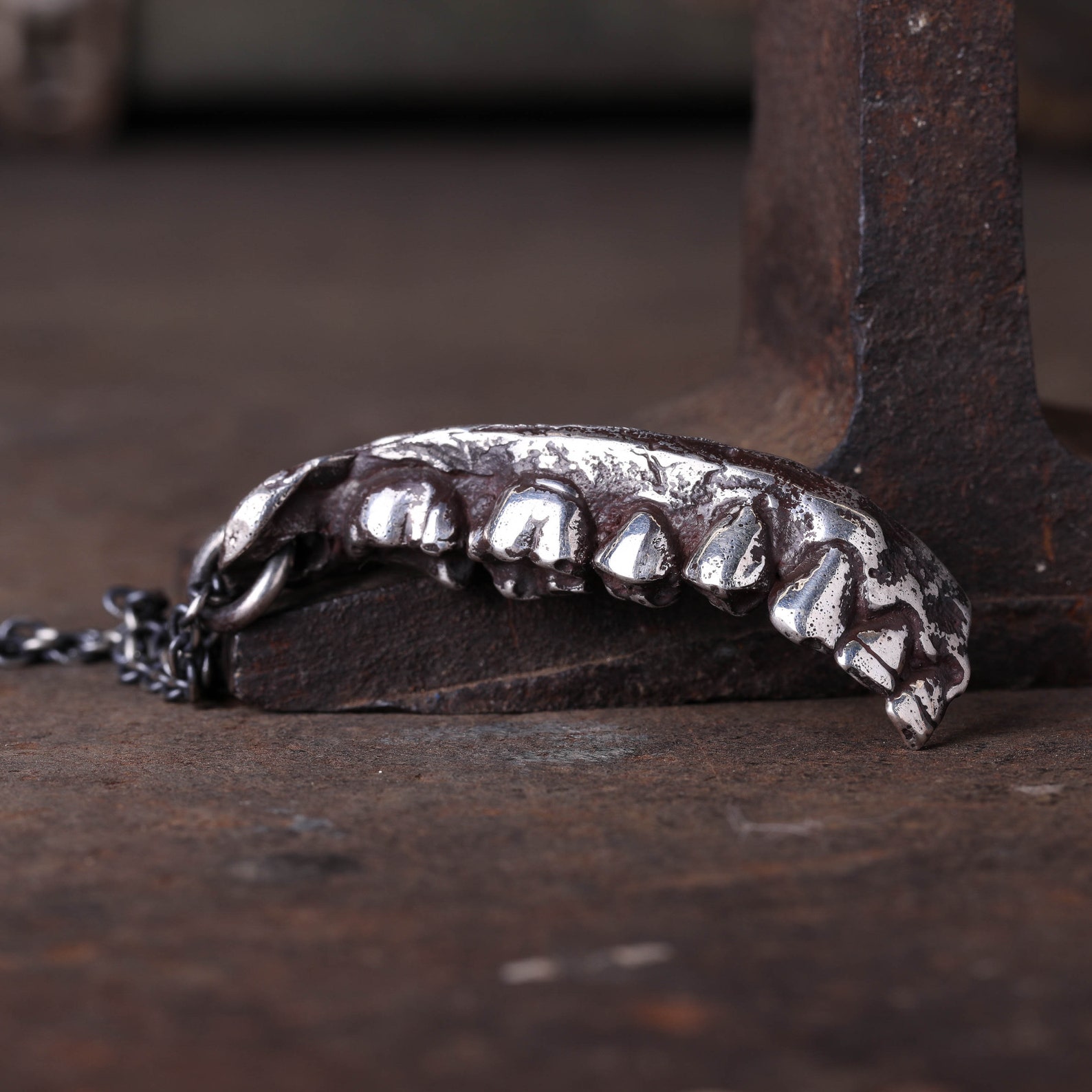 Man Necklace Jaw and Teeth Pendant Handmade in Sterling Silver - Etsy