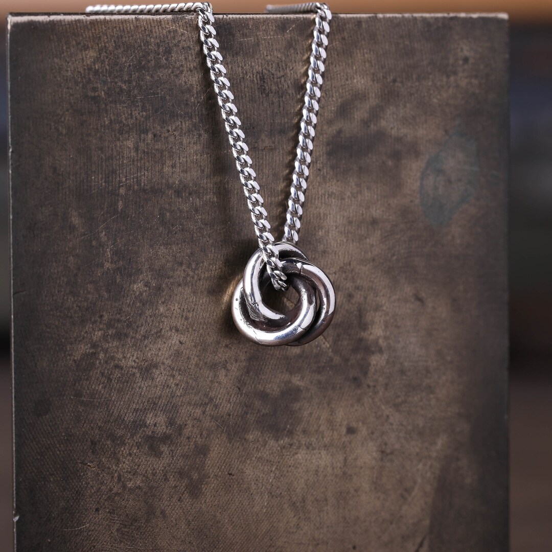 Man Necklace Russian Ring Triple Pendant Handmade in Sterling Silver - Etsy