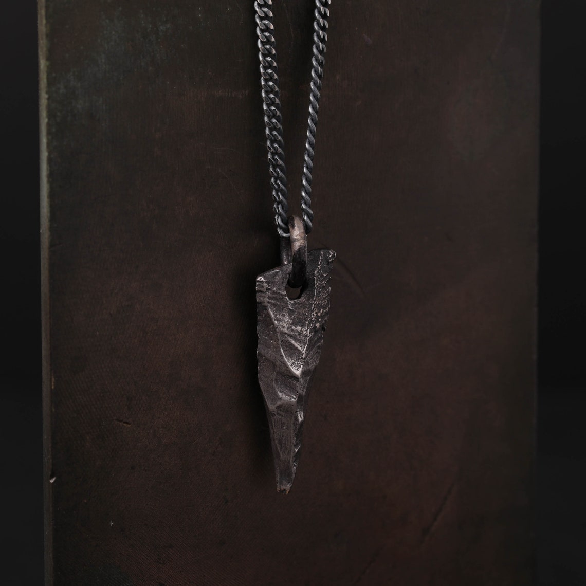 Mens Necklace Rustic Dark Pendant for Men in Sterling Silver - Etsy