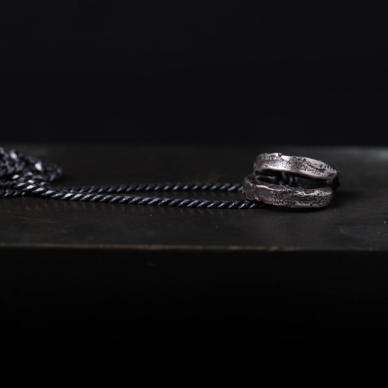 Man Necklace Double Ring Pendant Necklace for Men in Sterling - Etsy