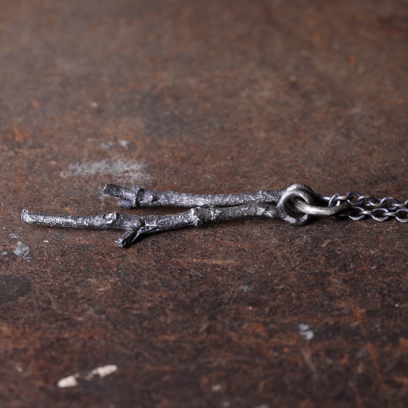 Men's Necklace Double Twig Wood Pendant Handmade in | Etsy