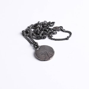 Mens Necklace Small Coin Amulet Pendant for Men in Sterling Silver - Etsy