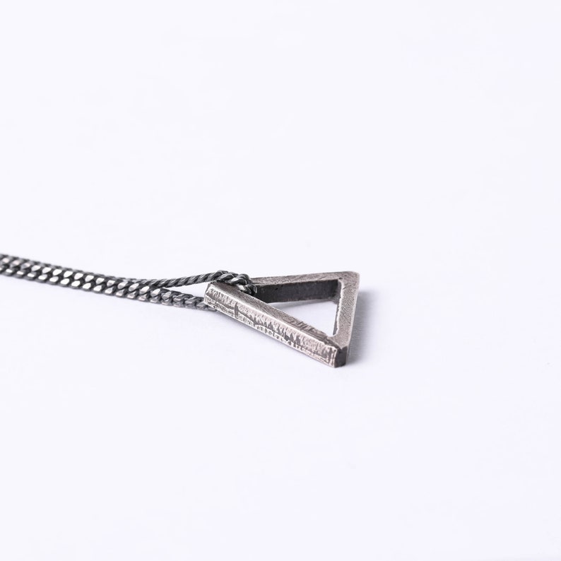 Mens Necklace Triangle Pendant in Sterling Silver 925 - Etsy