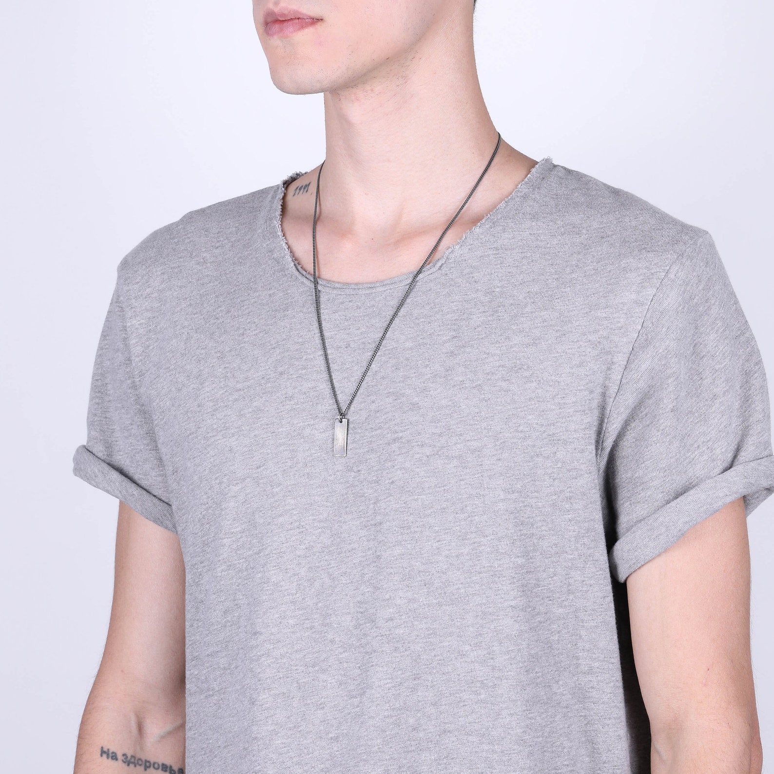 Man Necklace Dog Tag Pendant Handmade in Sterling Silver - Etsy