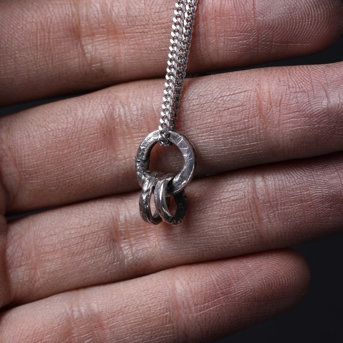 Mens Necklace Circles Pendant in Sterling Silver 925 | Etsy