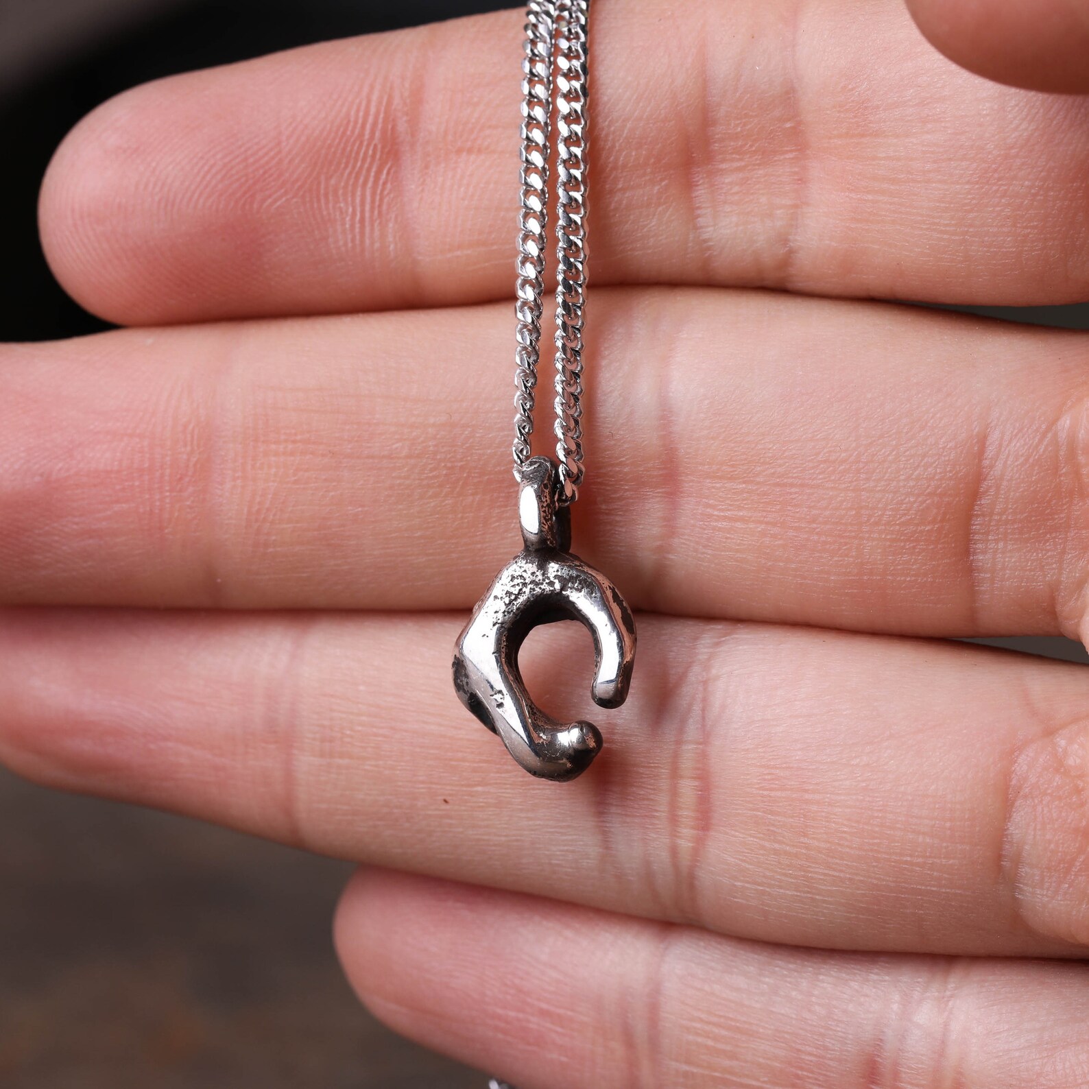 Man Necklace Abstract Art Pendant Silver Jewelry | Etsy