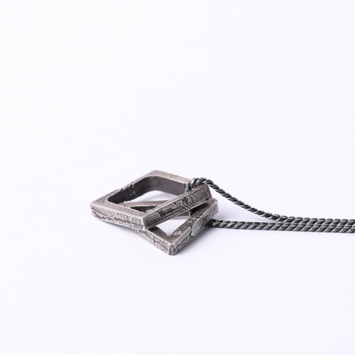 Mens Necklace Triangle Square Pendant in Sterling Silver 925 - Etsy