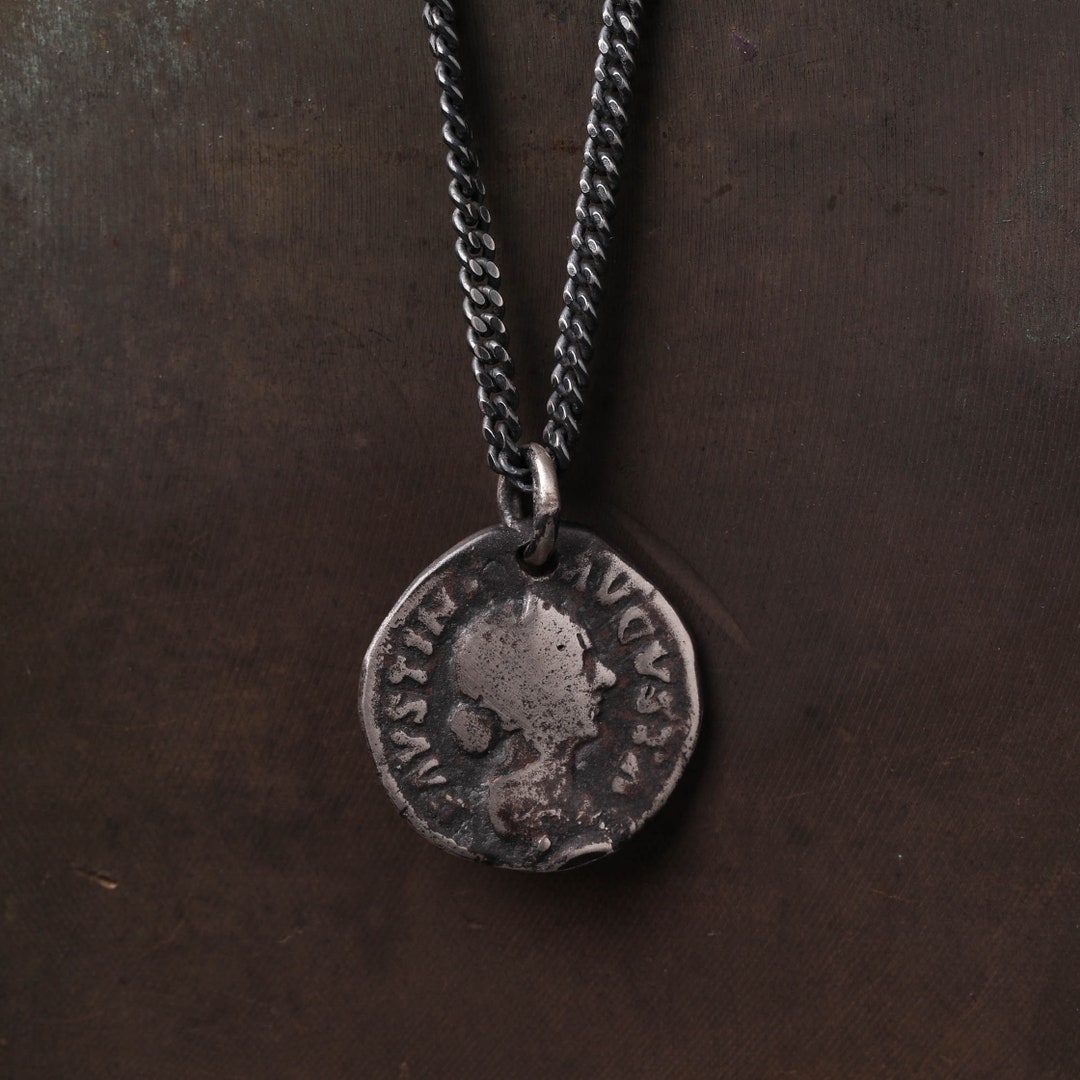 Mens Necklace Antique Roman Coin Pendant Denar FAVSTINA AVGVSTA for Men ...