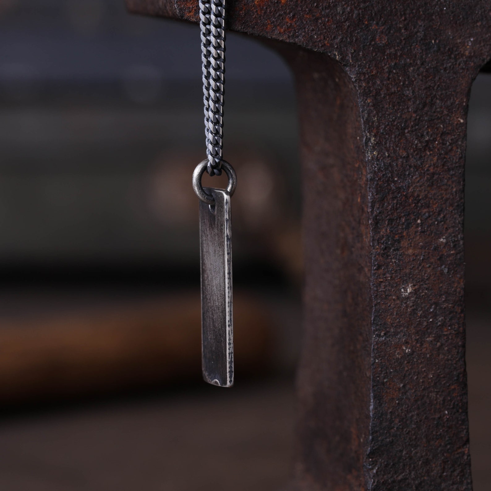 Man Necklace Dog Tag Pendant Handmade in Sterling Silver - Etsy