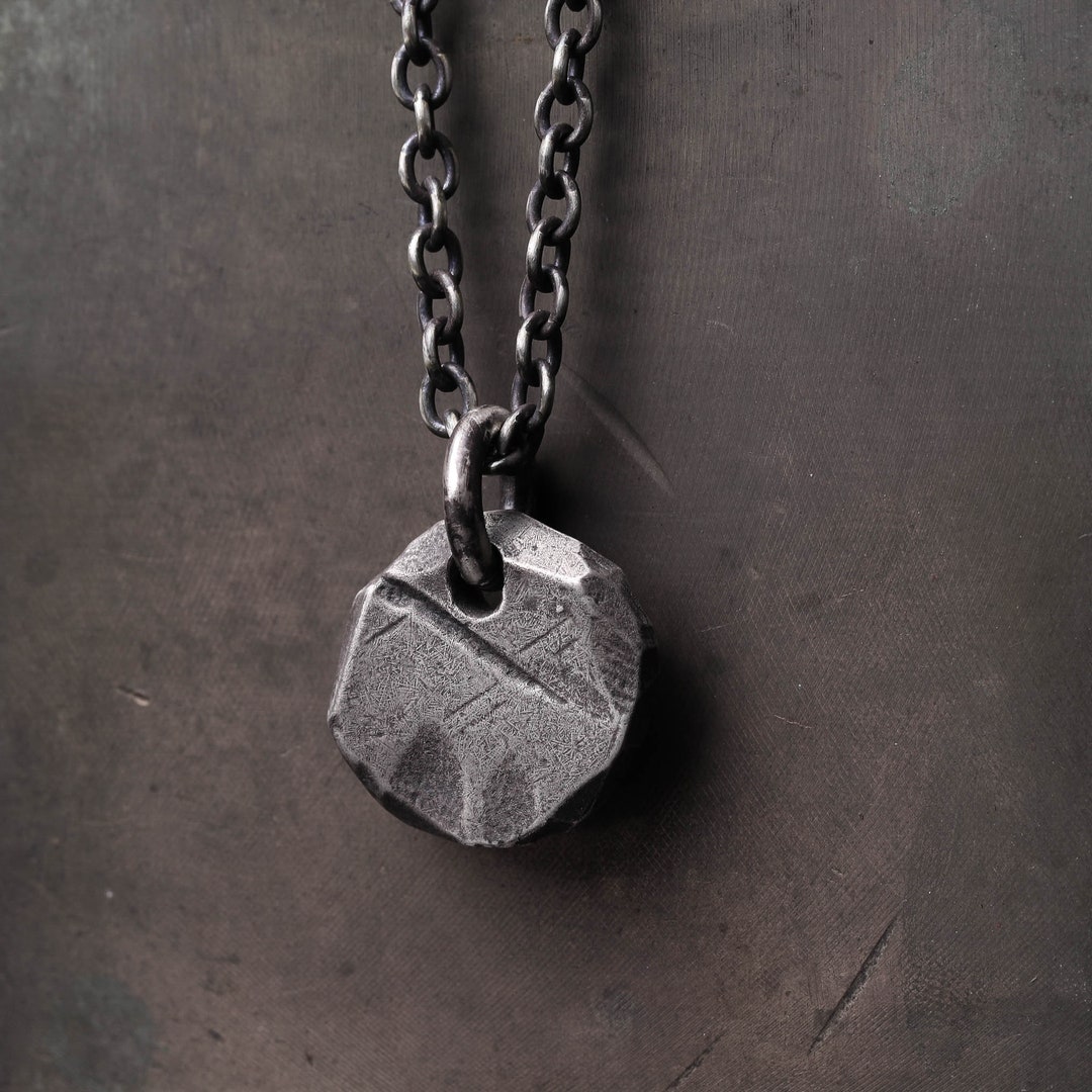Mens Necklace Stone Pendant Handmade in Sterling Silver - Etsy