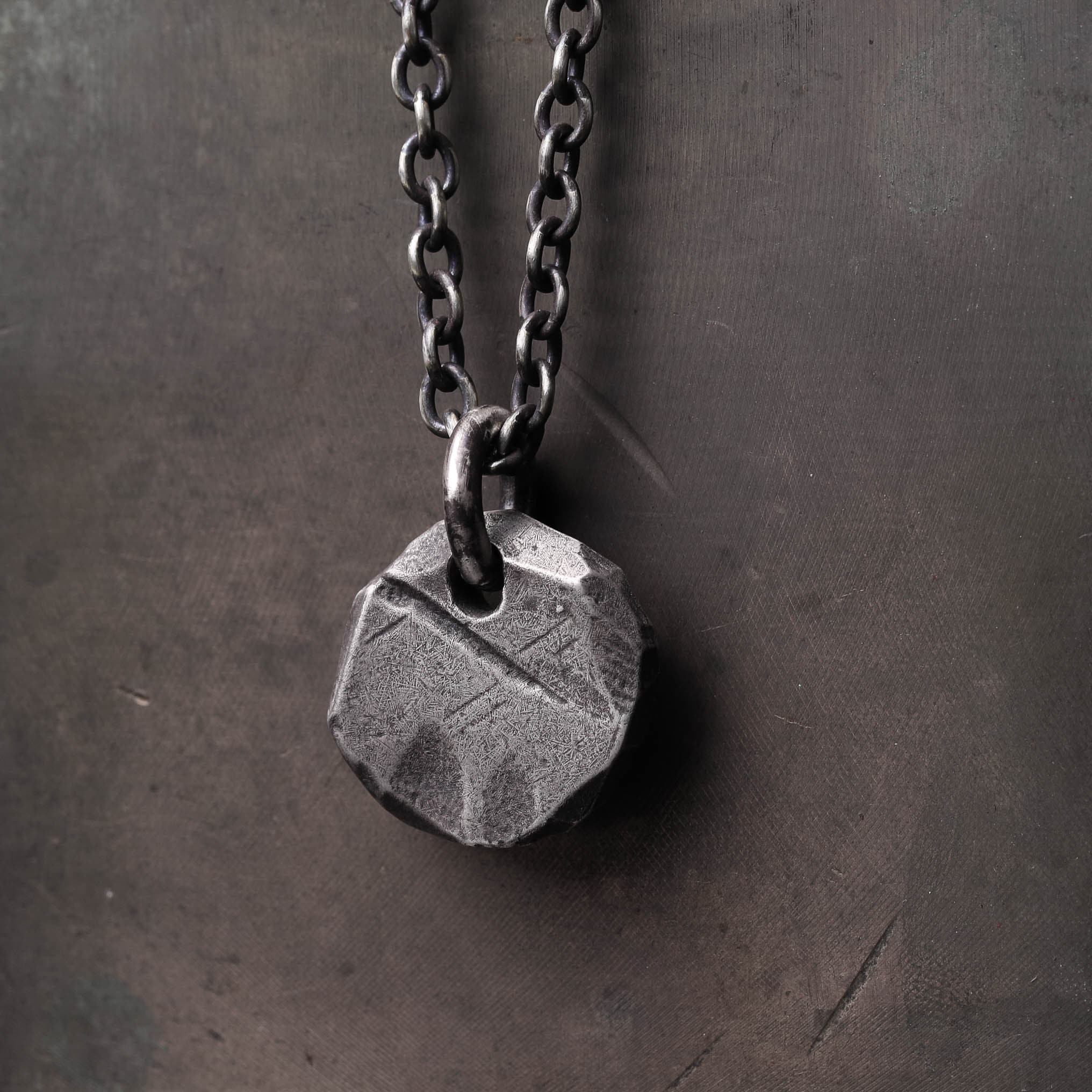 Mens Necklace Stone Pendant Handmade in Sterling Silver - Etsy
