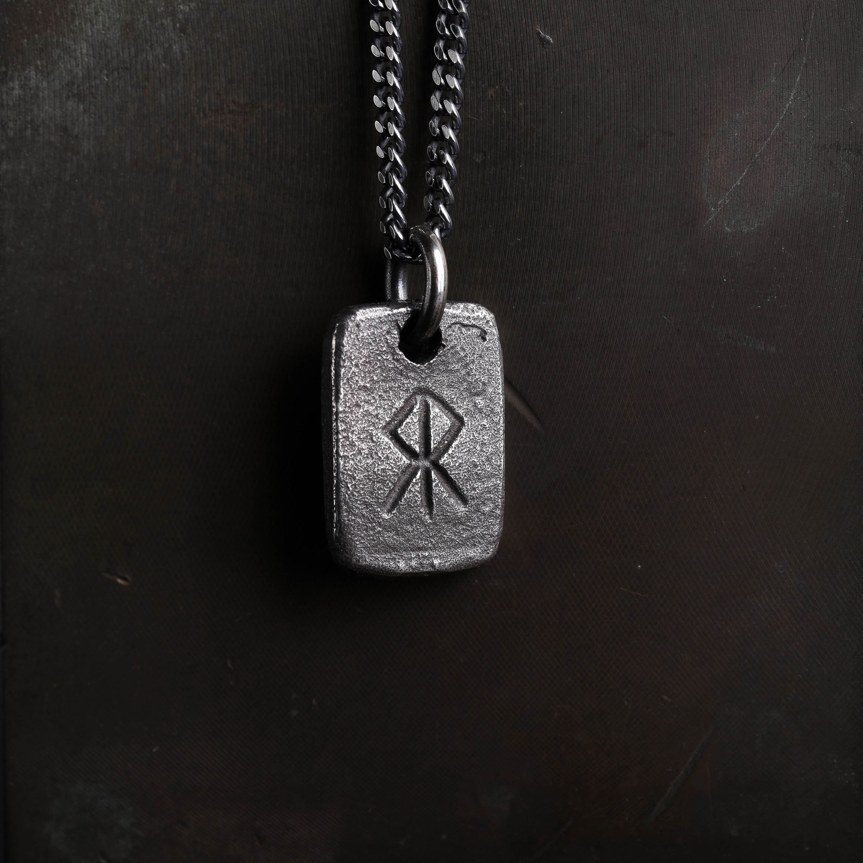 Men's Necklace Courage Rune Tag Pendant Handmade in Sterling Silver - Etsy