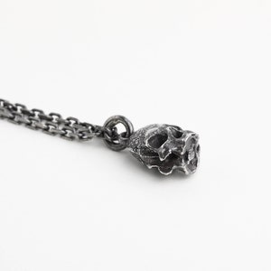 Man's Necklace Two Faced Skull Pendant in Oxidized Sterling Silver - Etsy