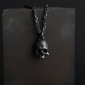 Man's Necklace Two Faced Skull Pendant in Oxidized Sterling Silver - Etsy
