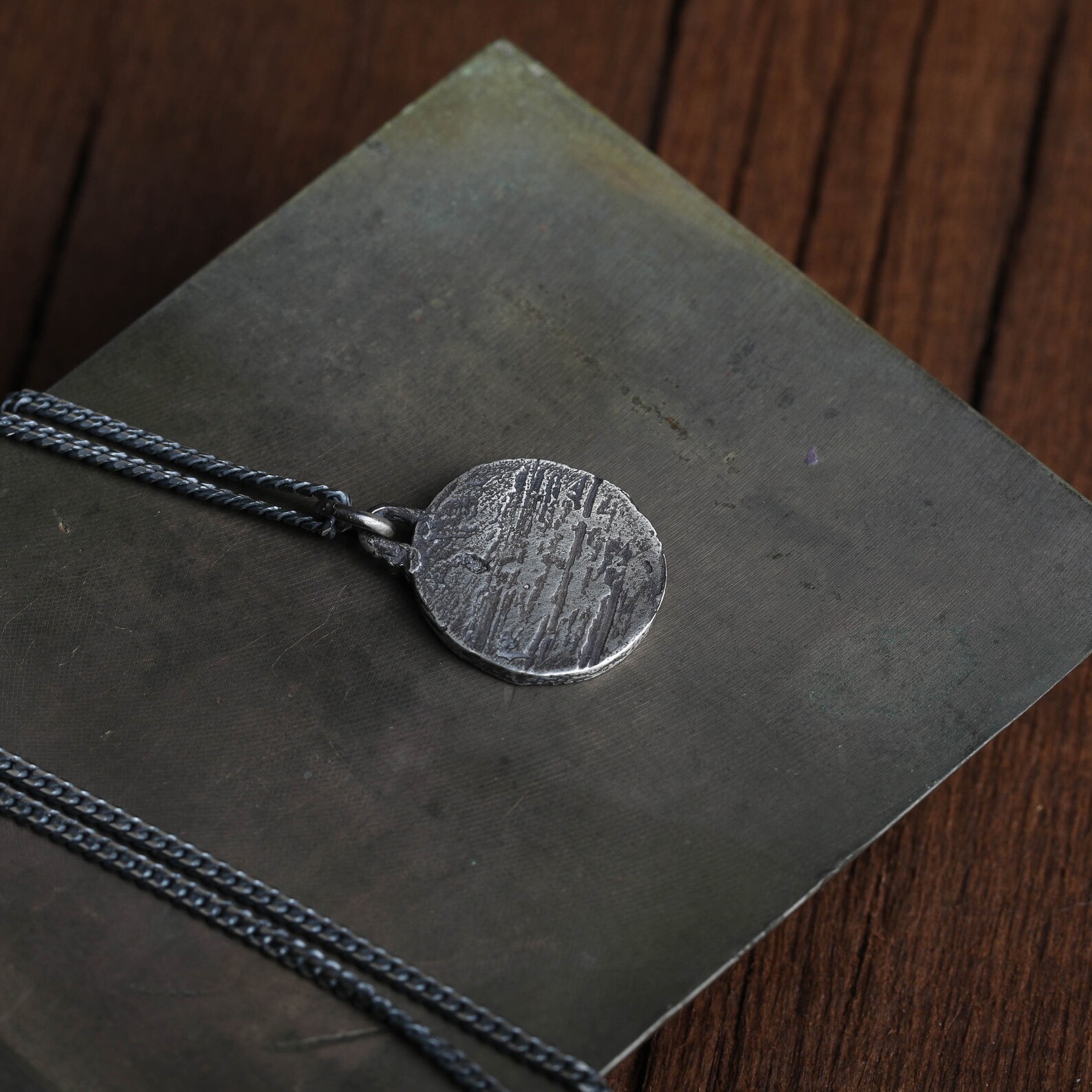 Mens Necklace Small Coin Amulet Pendant for Men in Sterling - Etsy