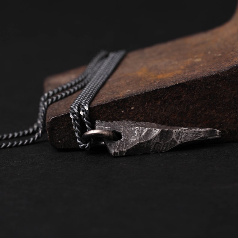 Mens Necklace Rustic Dark Pendant for Men in Sterling Silver - Etsy
