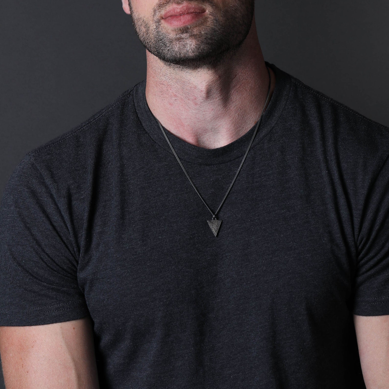 Mens Necklace Dark Triangle Rustic Pendant in Sterling Silver - Etsy