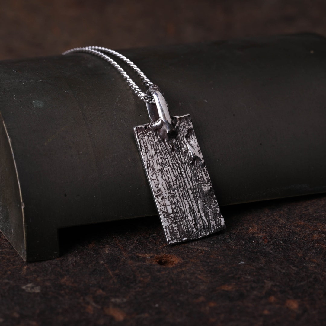 Mens Necklace Tree Print Pendant Handmade in Sterling Silver - Etsy