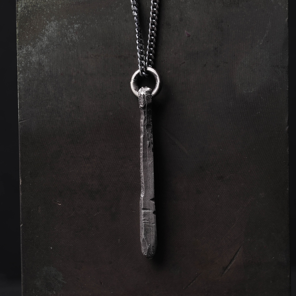 Mens Long Necklace Pendant in Sterling Silver 925 - Etsy