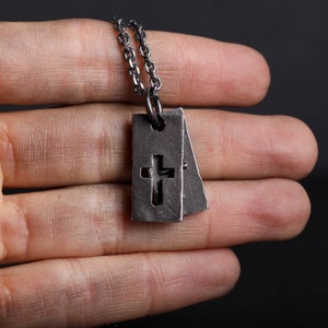 Men's Necklace Cross Tags Pendant Handmade in Sterling Silver - Etsy