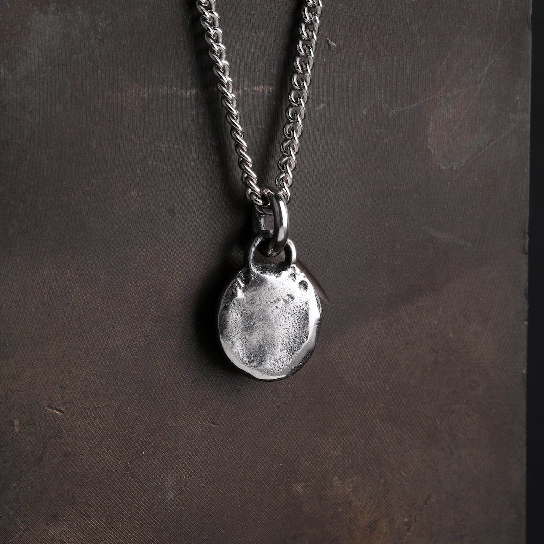 Mens Necklace Rustic Tag Pendant for Men in Sterling Silver Custom ...