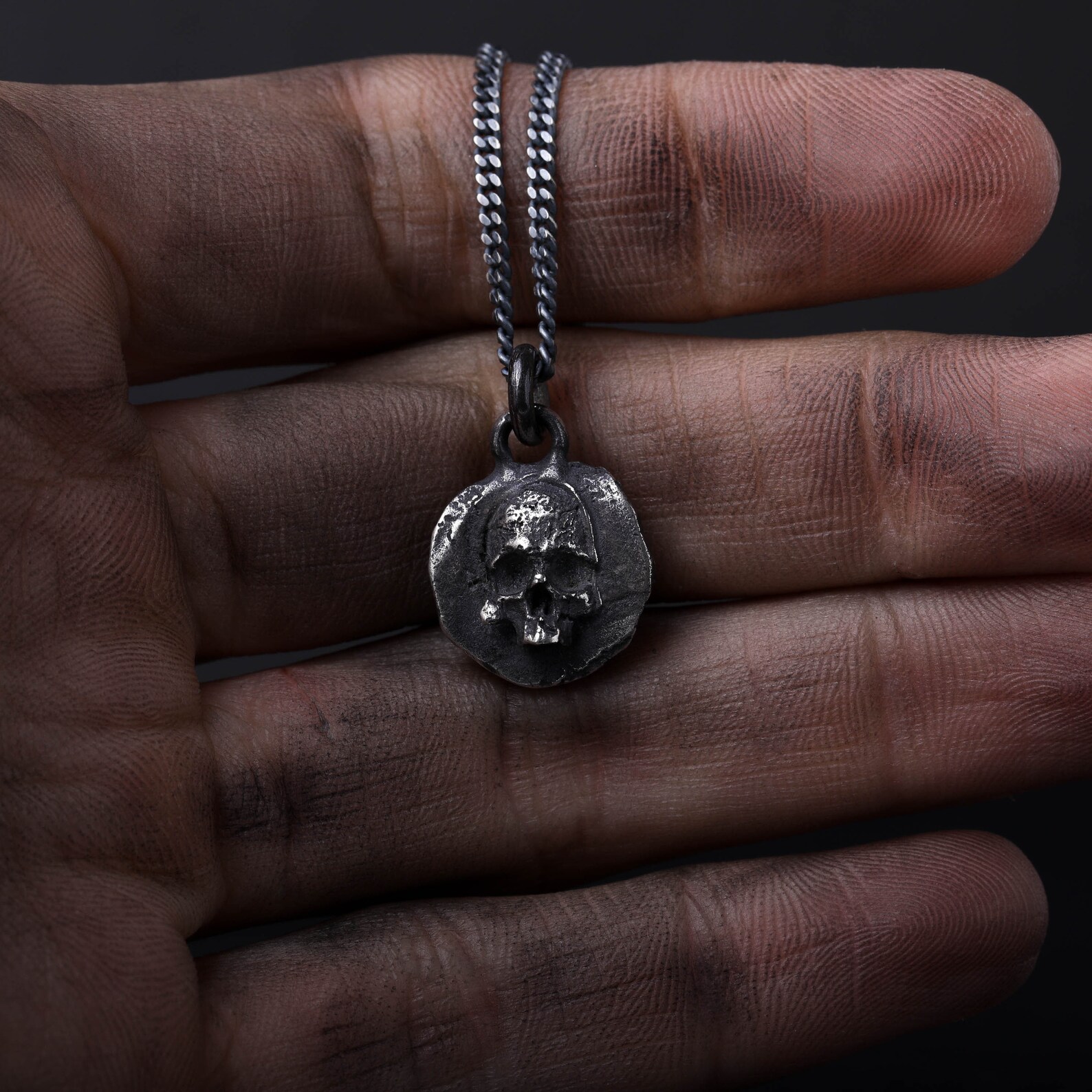 Man's Necklace Skull Memento Mori Stone Pendant in - Etsy
