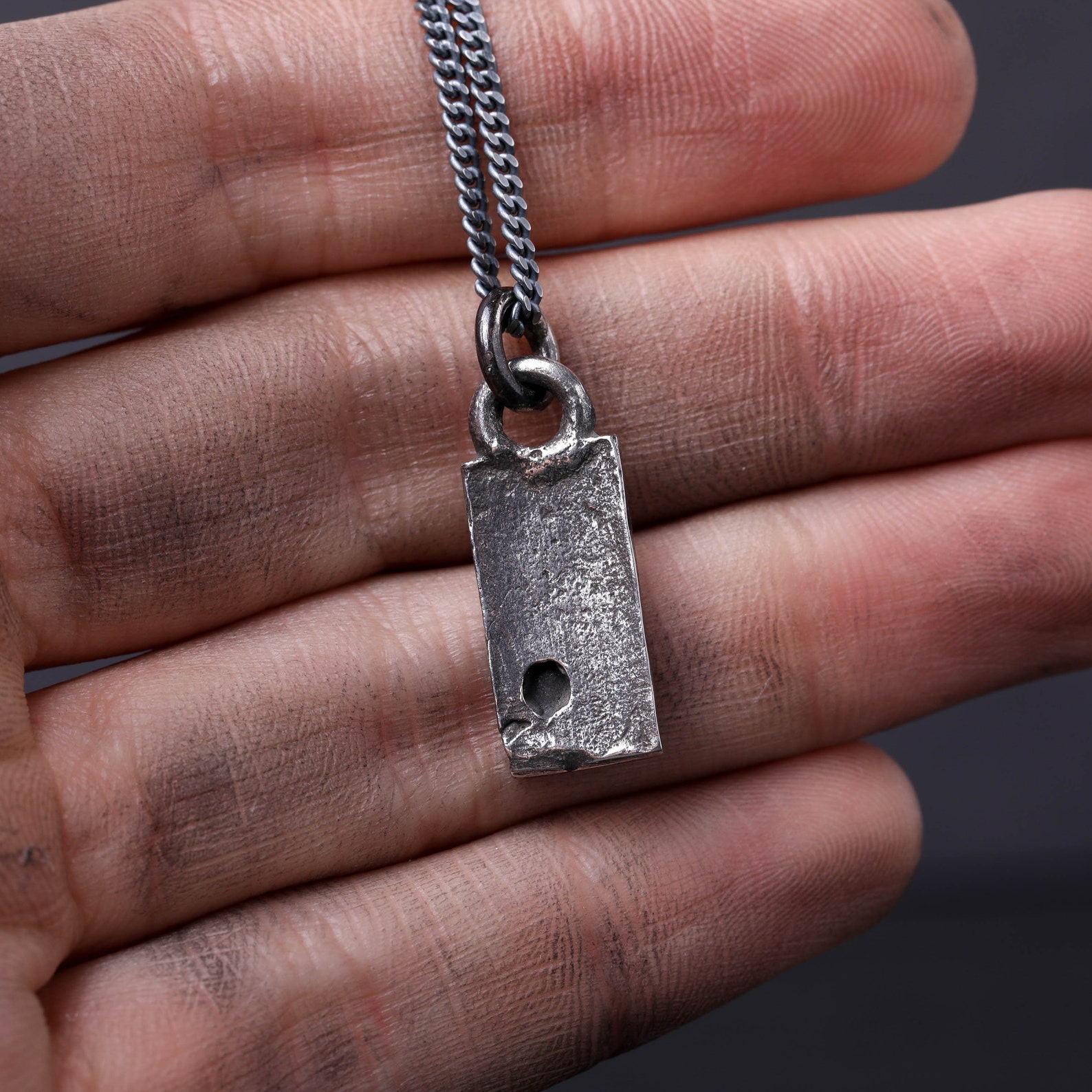 Mens Necklace Tag Handmade in Solid Sterling Silver - Etsy