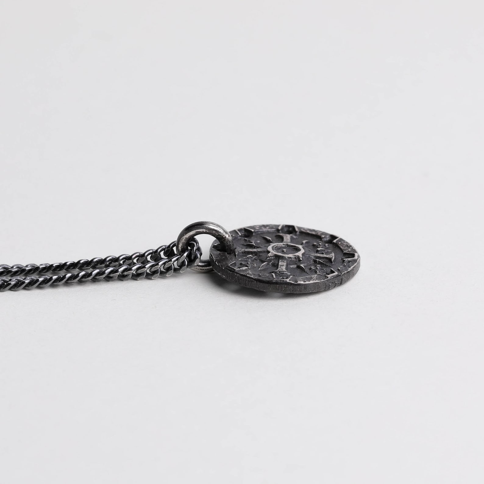 Men's Necklace Antique Doubloon Pendant Handmade in Sterling Silver for ...