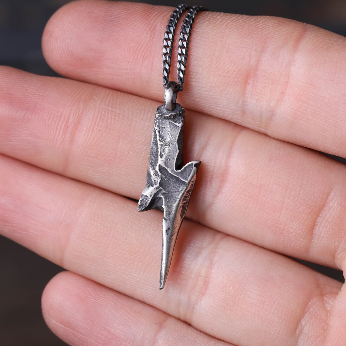 Man Necklace Lightning Bolt Thunder bolt Pendant Necklace | Etsy