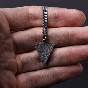 Mens Necklace Dark Triangle Rustic Pendant in Sterling Silver - Etsy