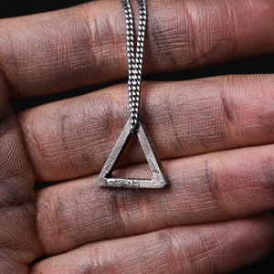 Mens Necklace Triangle Pendant in Sterling Silver 925 - Etsy