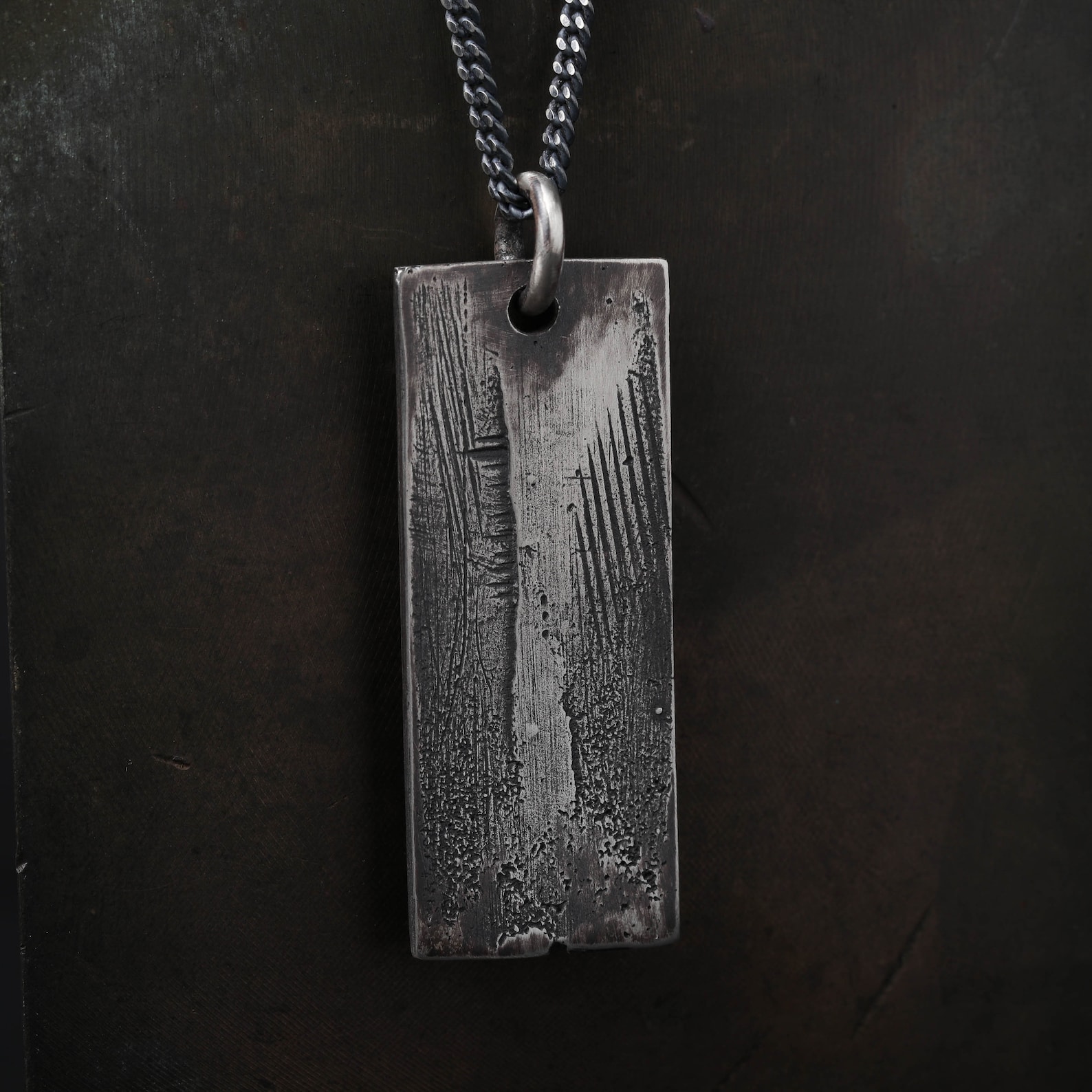 Mens Necklace Rustic Tag Pendant for Men in Sterling Silver - Etsy