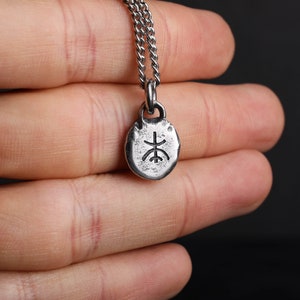 Mens Necklace Alchemy Symbol Tag Pendant for Men in Sterling Silver ...