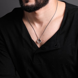 Mens Necklace Triangle Square Pendant in Sterling Silver 925 - Etsy