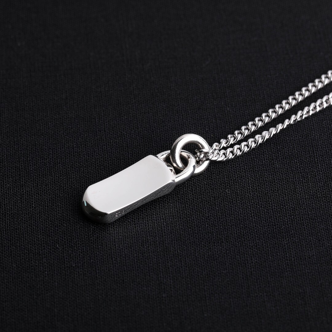 Mens Necklace Long Tag Pendant for Men in Sterling Silver - Etsy