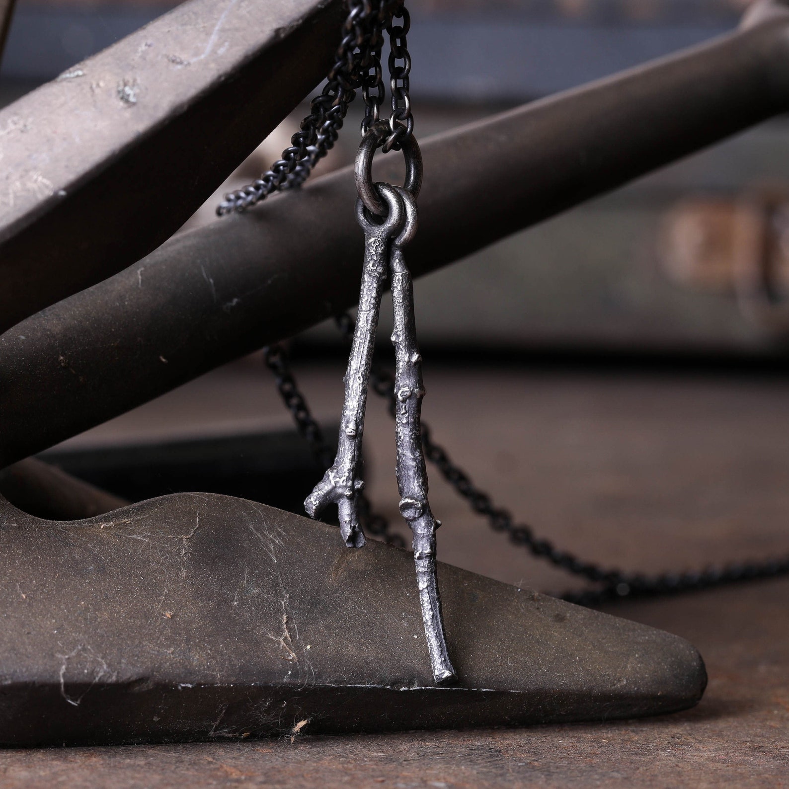 Men's Necklace Double Twig Wood Pendant Handmade in | Etsy