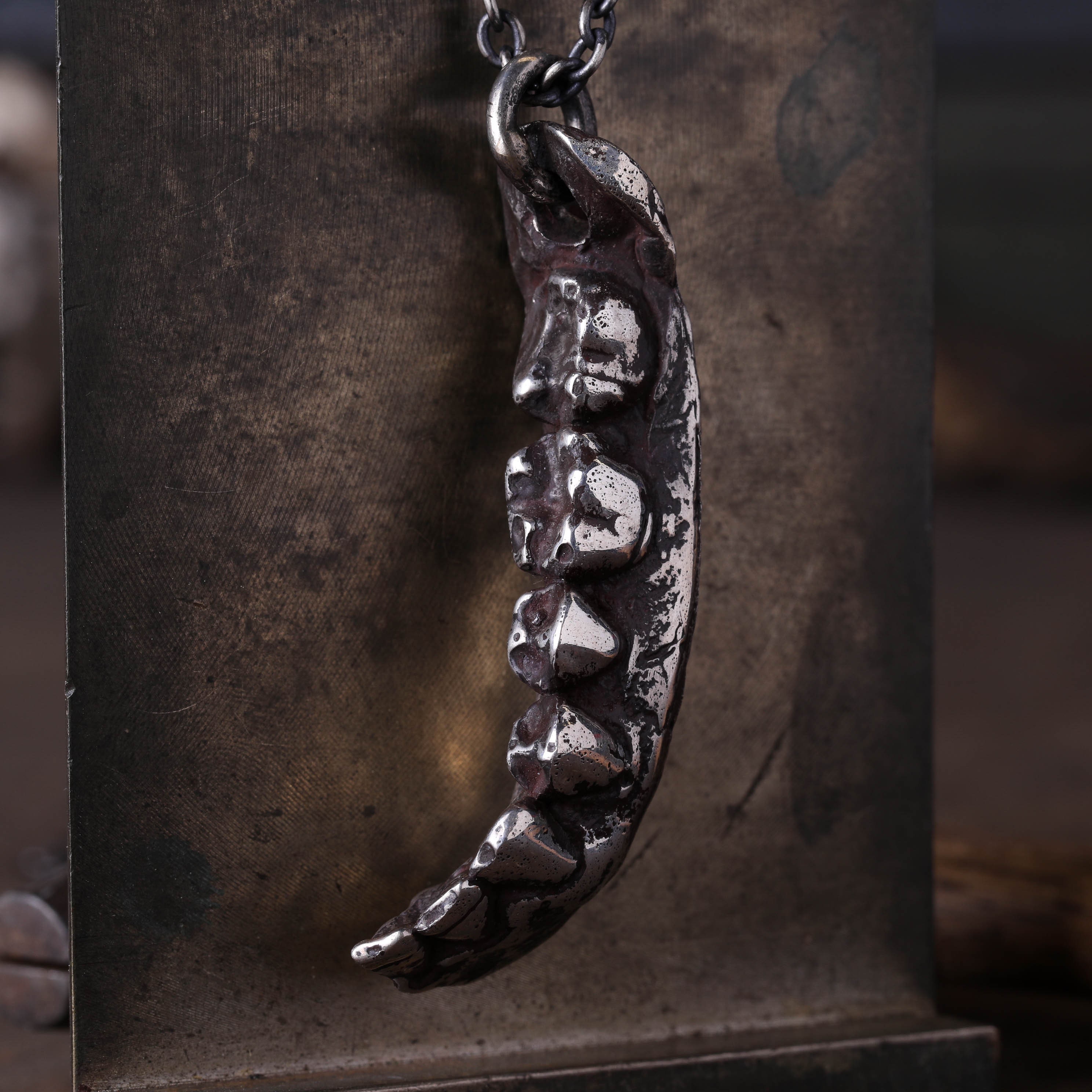 Man Necklace Jaw and Teeth Pendant Handmade in Sterling Silver | Etsy